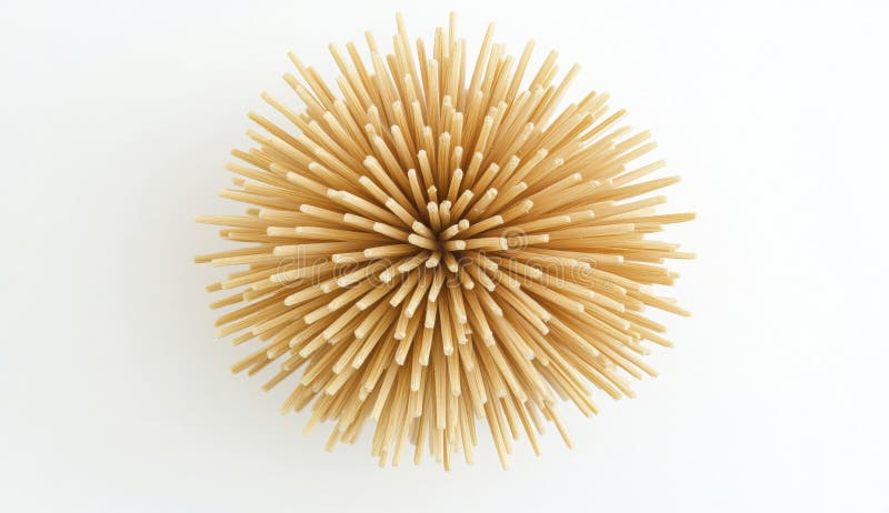 Radial Arrangement of Light Brown Cylindrical Objects on White ...