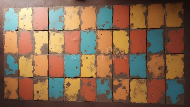 An Overhead Shot of a Retro Checkerboard-patterned Floor with Worn ...