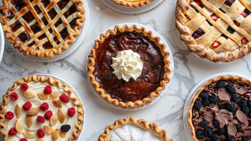 Overhead Shot of Several Different Pies Stock Illustration ...