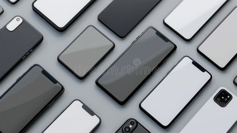 An Overhead Shot of Several Modern Smartphones Arranged in Different ...