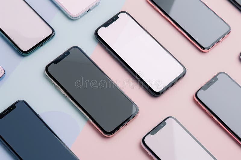 An Overhead Shot of Several Modern Smartphones Arranged in Different ...