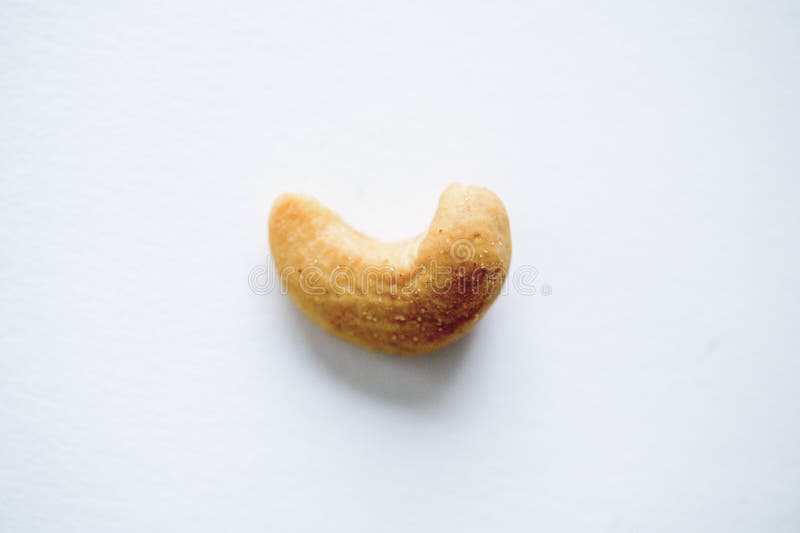 Overhead Shot of Single Cashew on a White Surface Stock Photo - Image ...