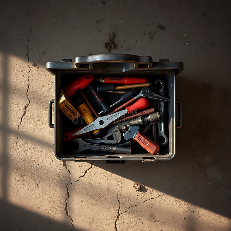 An Overhead Shot of a Toolbox Filled with Different Types of Prying ...