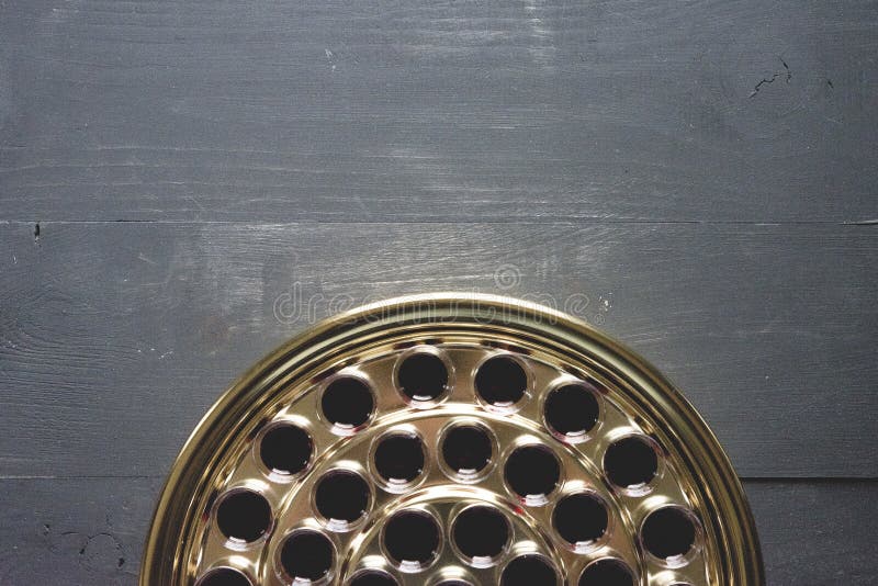Overhead Shot of a Tray with Red Drinks on a Black Wooden Surface Stock ...