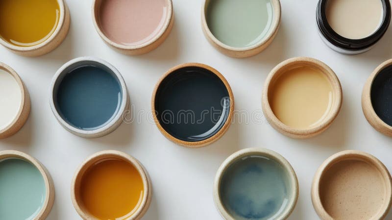 Pastel Paint Colors in Small Containers on White Background AI ...
