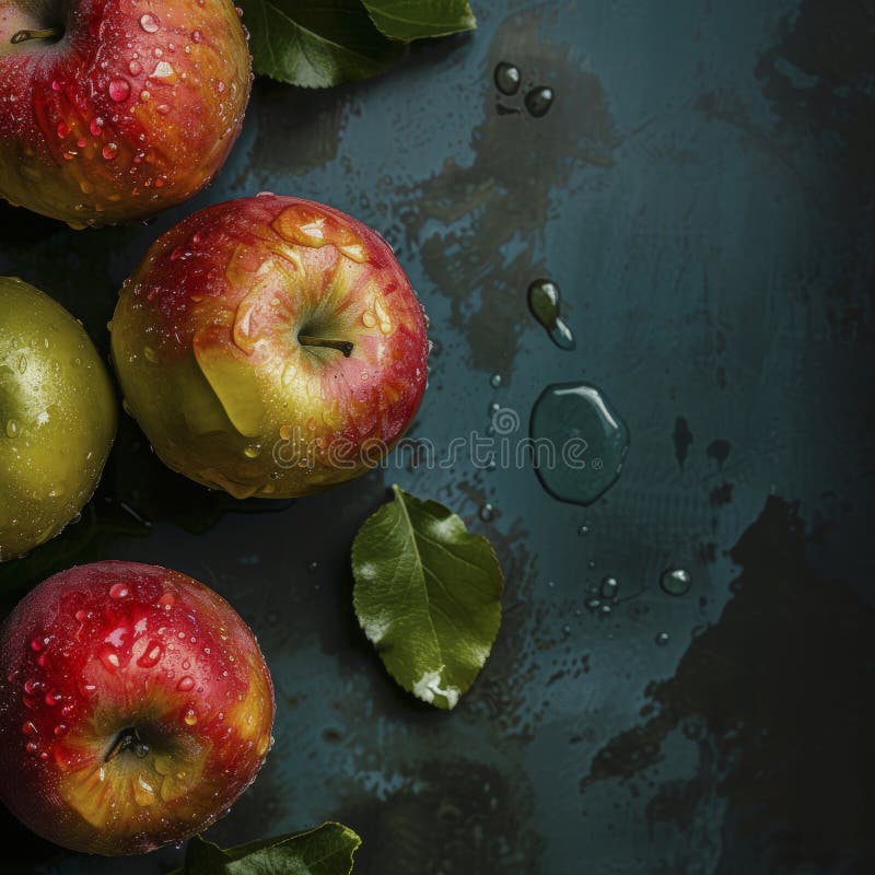 Overhead Shot Red Apples Visible Water Drops Close Up Stock Photos ...