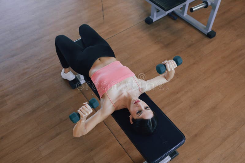 Overhead Shot of a Woman Training in the Gym Stock Image - Image of ...