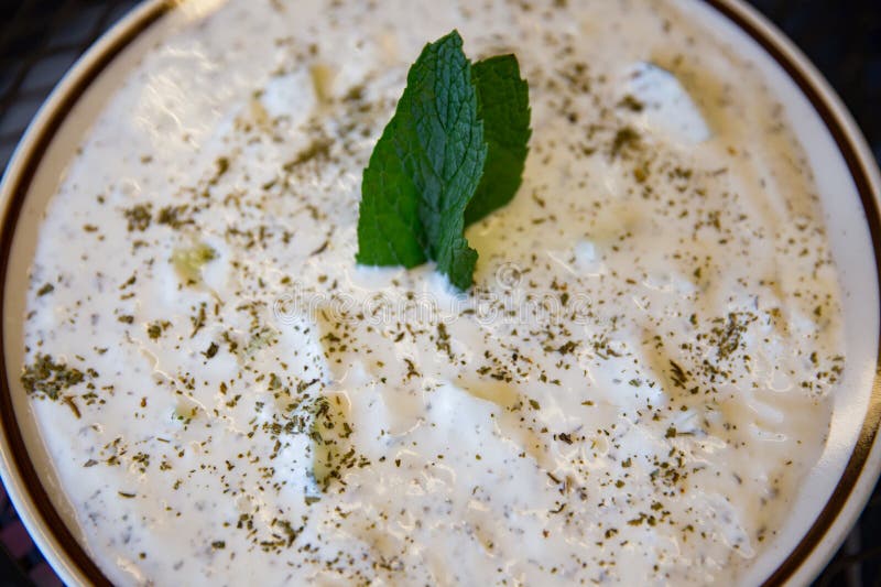 Overhead Shot of Yogurt Sauce Stock Image - Image of depth, vegetable ...