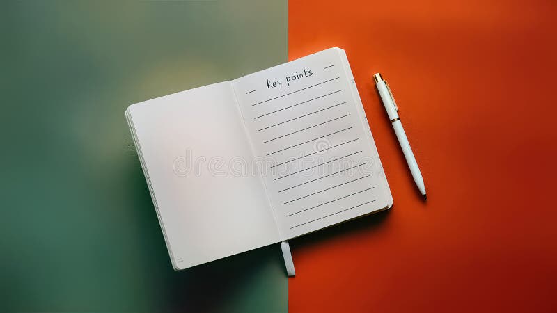 Note Pad Titled Key Focuses with White Write on Ruddy and Green Table ...