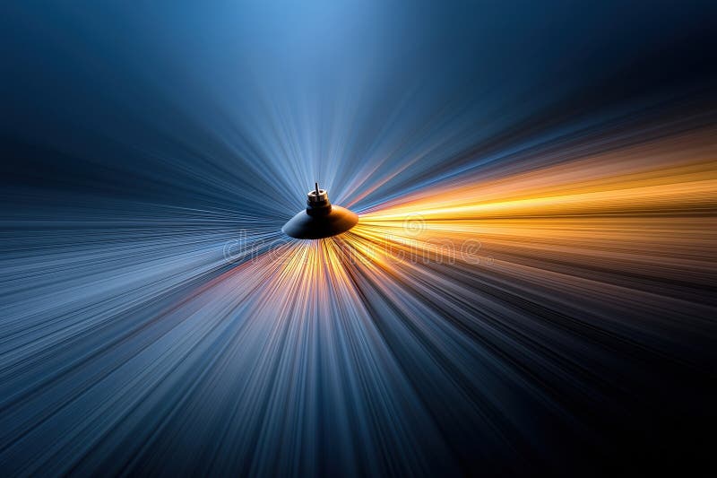 Top View of a Single Spotlight Casting Blue and Yellow Light Beams in ...