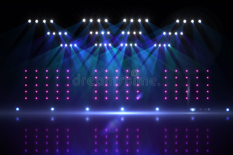 Overhead Spotlights and LED Panels are Casting Beams on Reflective ...