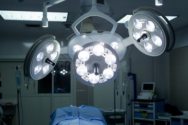 Overhead Surgical Lights on in Operation Room Stock Image - Image of ...