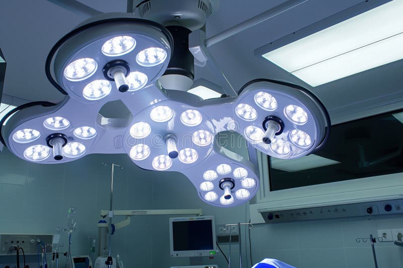 Overhead Surgical Lights on in Operation Room Stock Image - Image of ...
