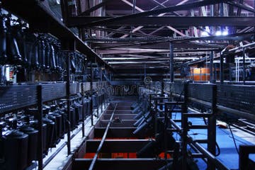 Overhead Theater Stage Lighting Stock Image - Image of theatrical, beam ...