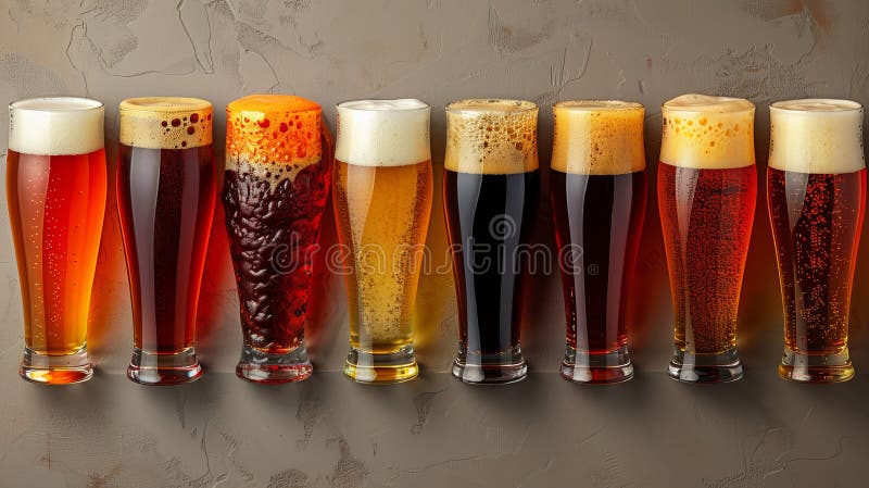 An Overhead Top-down View of a Collection of Different Beers, Ales, and ...