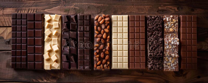 Overhead Top Down View of a Collection of Different Types of Chocolate ...