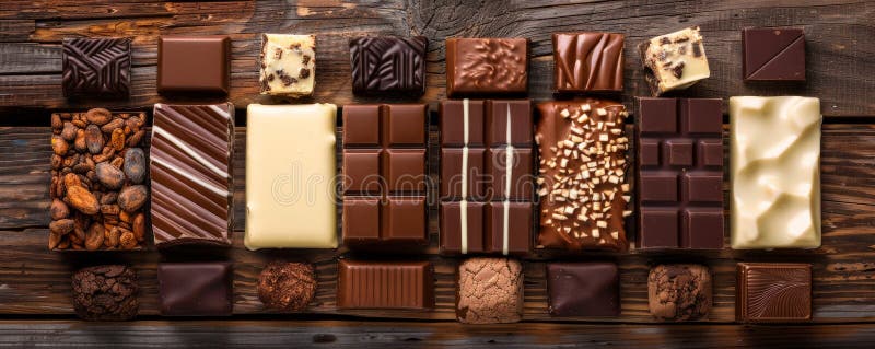 Overhead Top Down View of a Collection of Different Types of Chocolate ...