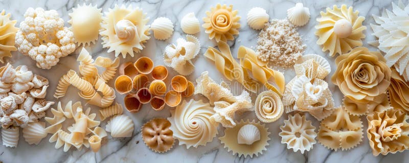 Overhead Top Down View of a Collection of Different Types of Pasta ...