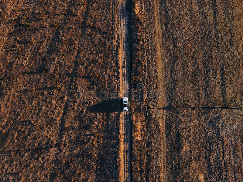 Overhead Top View of the Car Going by Trail Road Stock Image - Image of ...