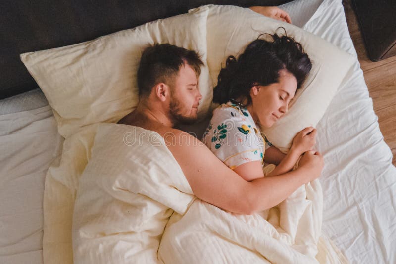 Overhead Top View of Couple in Bed Stock Image - Image of lovers, hugs ...