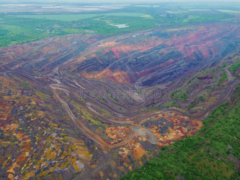Overhead Top View of Ore Mine Stock Image - Image of minerals, large ...