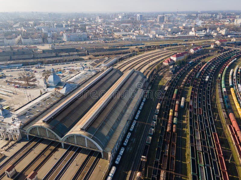 Overhead Top View of Railway Station Stock Photo - Image of rapid ...