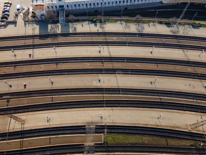 Overhead Top View of Railway Station Stock Photo - Image of transit ...