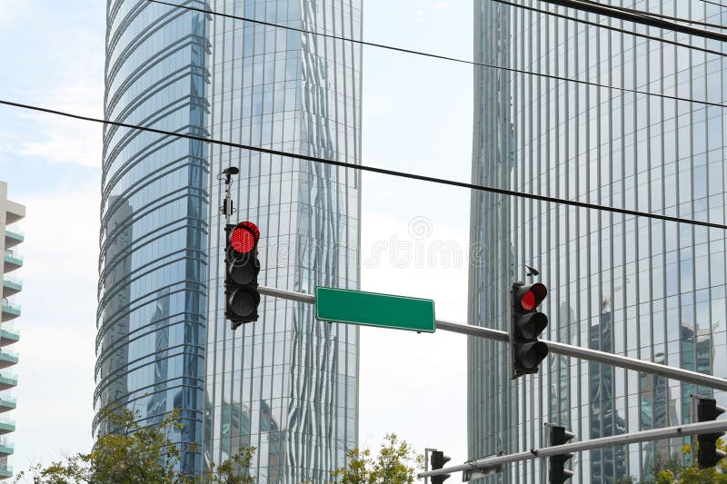 Overhead Traffic Lights in City. Road Rules Stock Photo - Image of sign ...