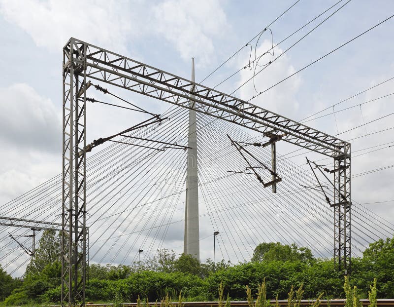 Overhead train line stock photo. Image of lines, voltage - 42403448
