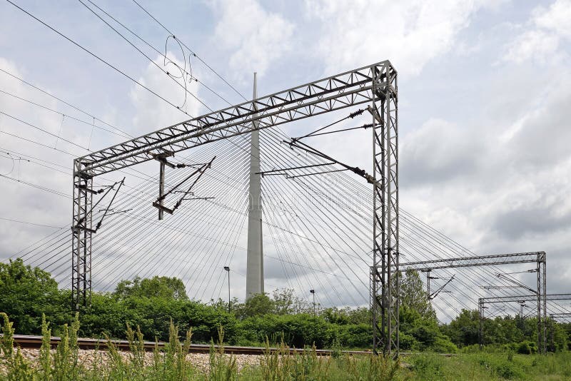 Overhead Train Lines stock photo. Image of electrification - 150128508