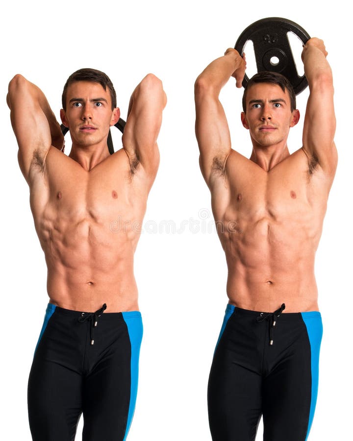 Exercising. Extension of One Hand with a Dumbbell Stock Illustration ...