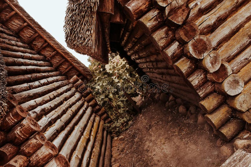 Traditional Log Cabin Junction with Overlapping Timber Architecture and ...