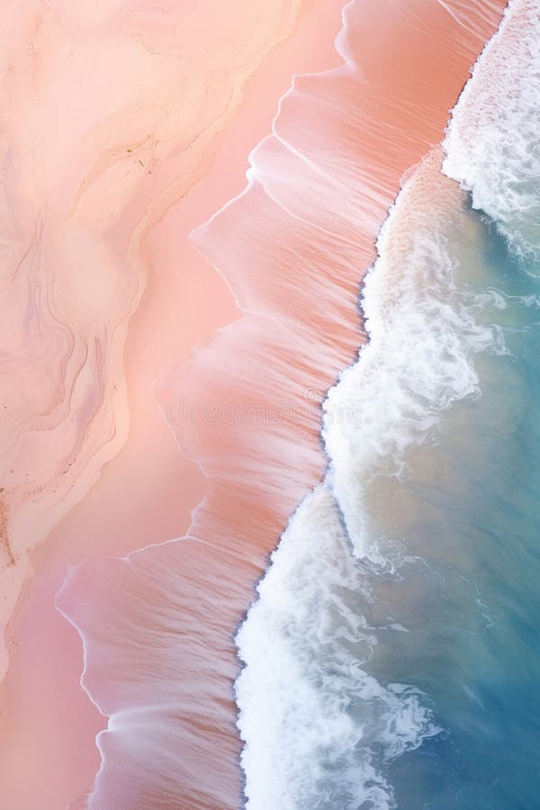 Abstract Waves on Pink Sand Beach Overhead View Stock Illustration ...