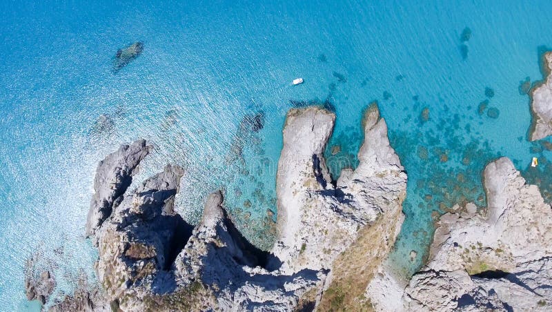 Overhead View of Beautiful Rocks on the Coast Stock Photo - Image of ...