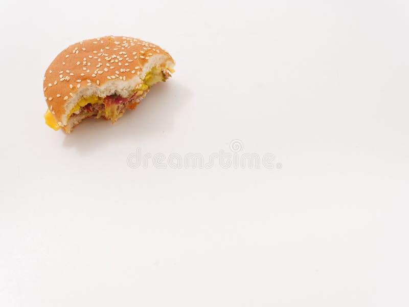 Fast Food Bitten Burger on White Background Stock Image - Image of ...