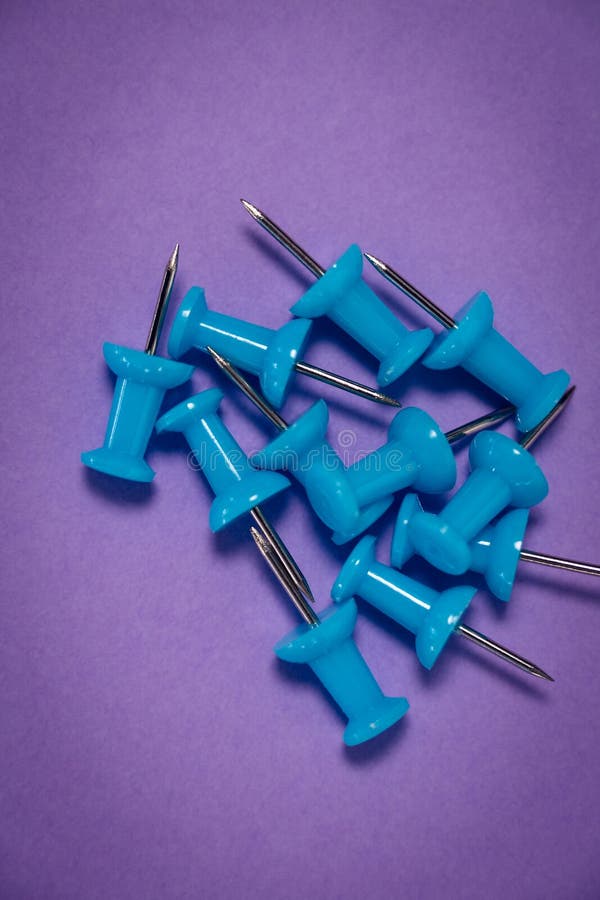 Overhead View of Blue Paper Pins on Paper Stock Image - Image of ...