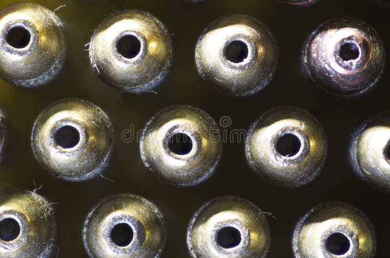 Looking Down on Hollow Point Bullets Stock Photo - Image of firearm ...