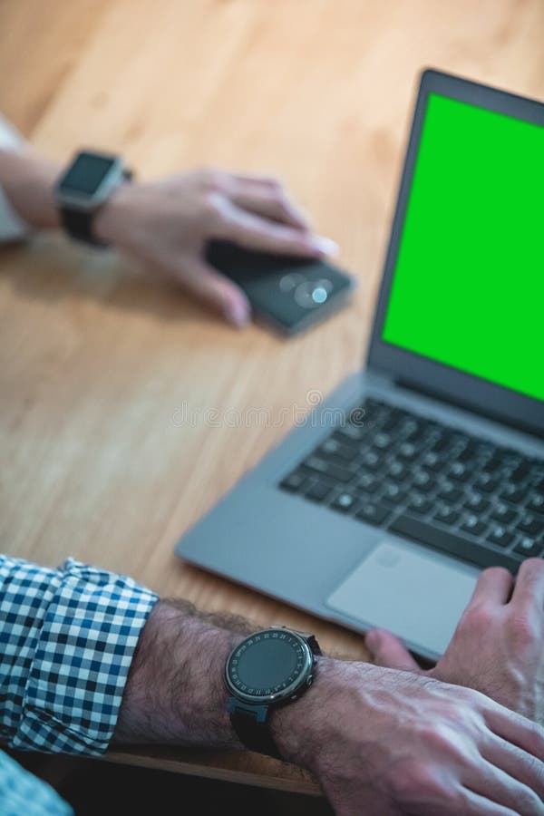 Overhead View of a Businessman Wearing an Elegant Black Digital Watch ...