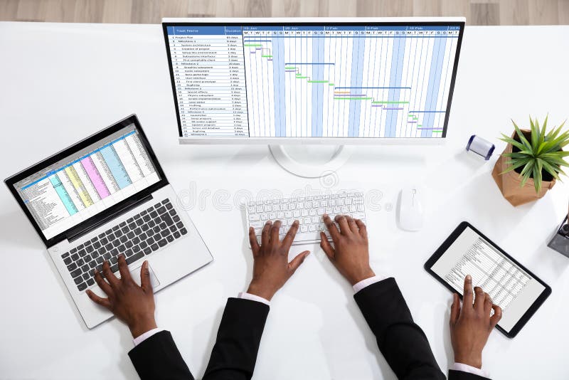 Businessperson Doing Multitasking Work Stock Image - Image of ...