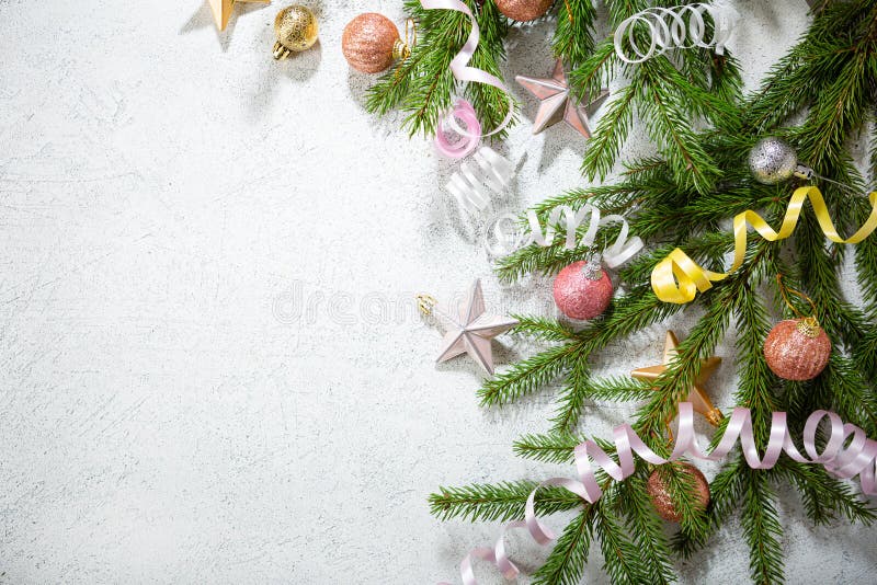 Overhead View of Christmas Holiday Decorations, Concept Stock Photo ...