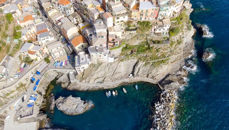 Overhead View of Cinque Terre Colourful Buildings - Five Lands, Stock ...