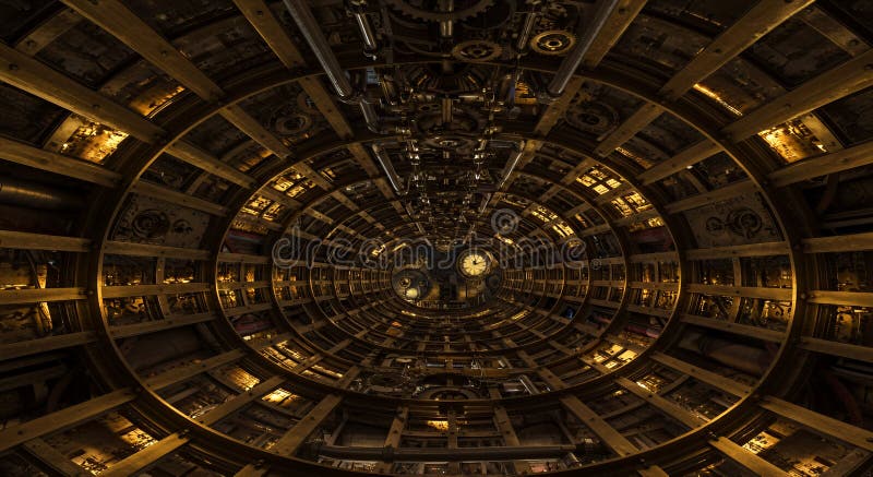 Intricate Golden Circular Podium with Mechanical Details Stock ...