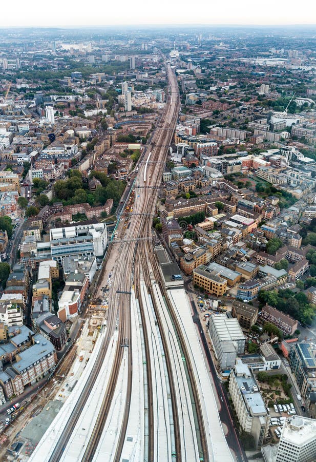 Overhead View of City Train Station Stock Photo - Image of public ...
