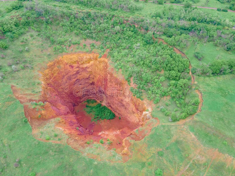 Overhead View of Collapsed Mine Stock Photo - Image of fall, mining ...