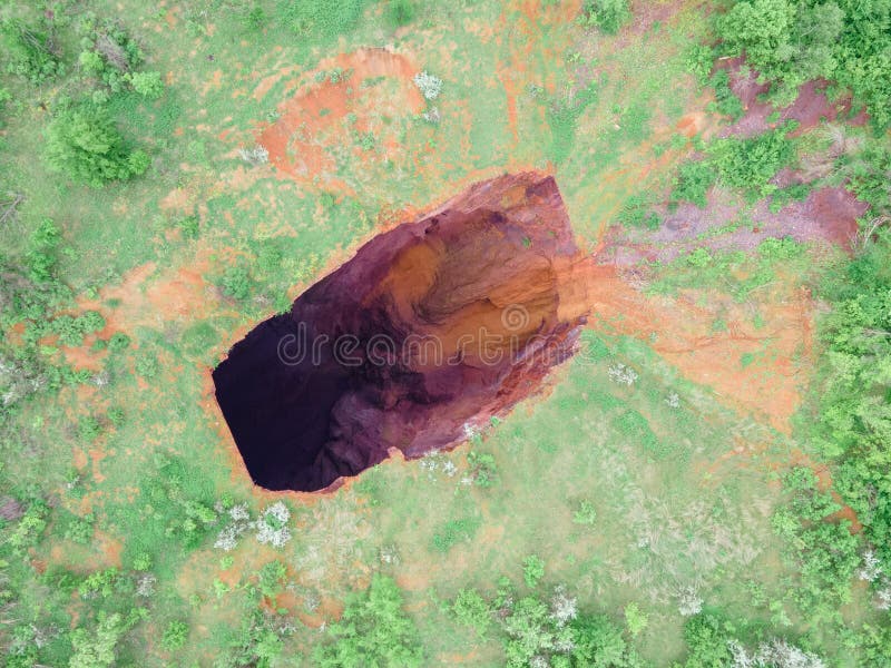 Overhead View of Collapsed Mine Stock Photo - Image of cave, rock ...