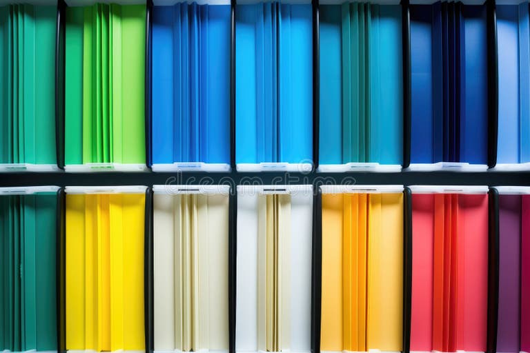 Overhead View of a Color-coded Filing System Stock Image - Image of ...