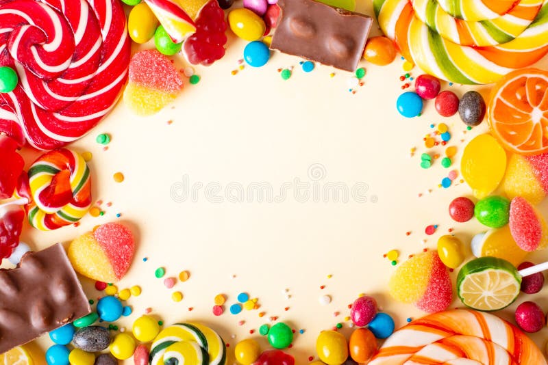 Overhead View of Colorful Array of Different Childs Sweets Stock Image ...