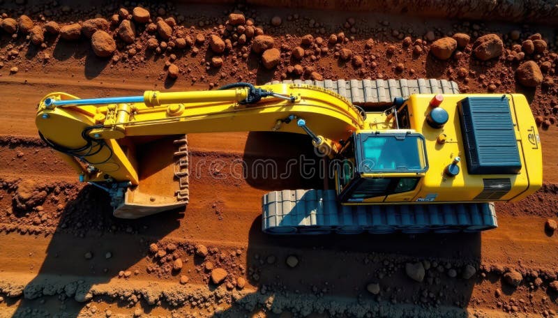 Overhead View of Construction Excavator, Showing Tracks and Arm ...
