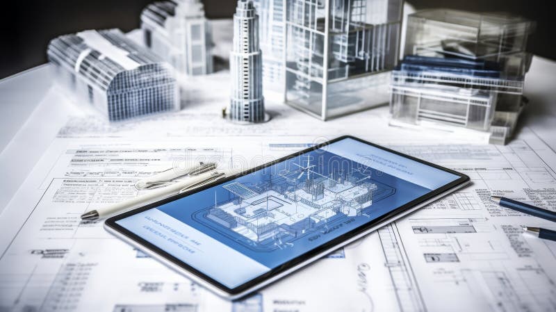 Overhead View of a Construction Project Plan Featuring Gantt Chart and ...