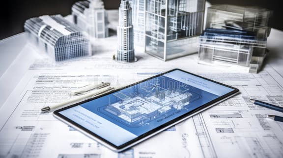Overhead View of a Construction Project Plan Featuring Gantt Chart and ...